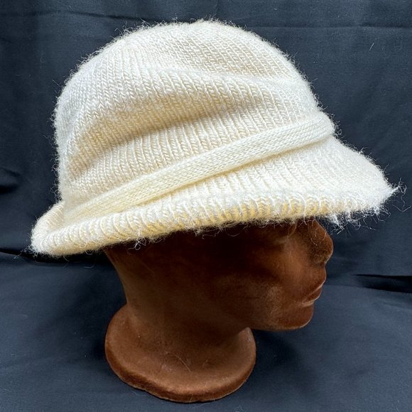 Accessories | Vintage Aris Cream Knit Bucket Hat Fedora | Poshmark